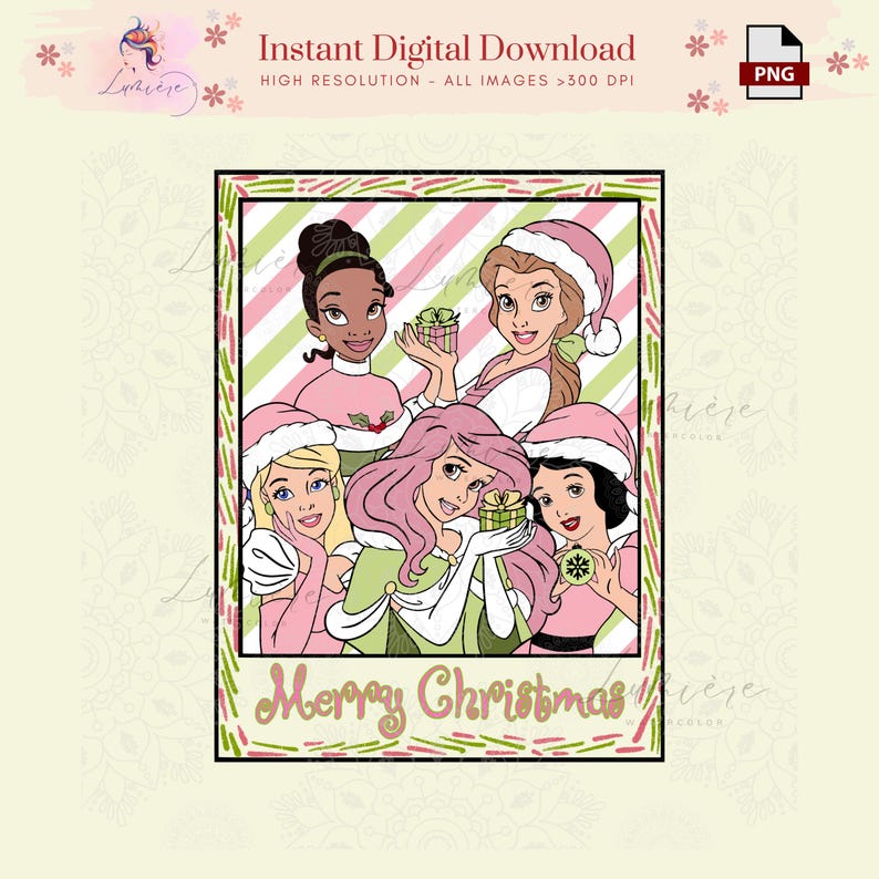 Christmas Princess PNG, Cartoon Invitation, Santa (digital Download) - Etsy