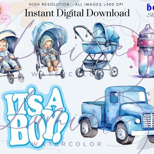 Baby Shower Clipart ~ 45 Watercolor New Born Baby Clipart~ Gender ...