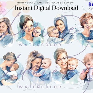 Baby Shower Clipart ~ 45 Watercolor New Born Baby Clipart~ Gender ...