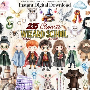Wizard School Clipart ~ Cute Wizard Bundle ~ Witch PNG ~ Fantasy Magic ...