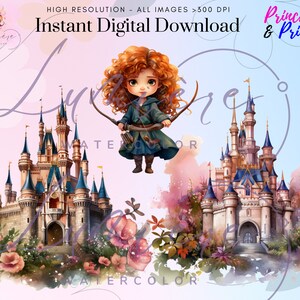 Little Princess & Her Prince Clipart~ 25 Watercolor Princess PNG ...
