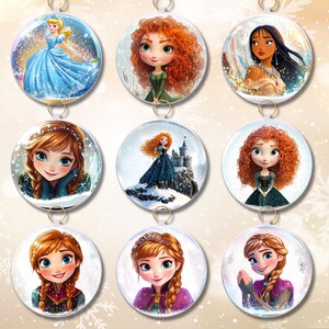 3D Christmas Princess Ornaments ~ Snowglobe Ornaments ~ Printable Round ...