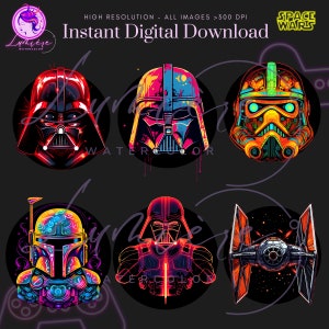 Space Wars Neon Clipart Bundle~ Set of 24 Characters ~ Space Wars Png ...