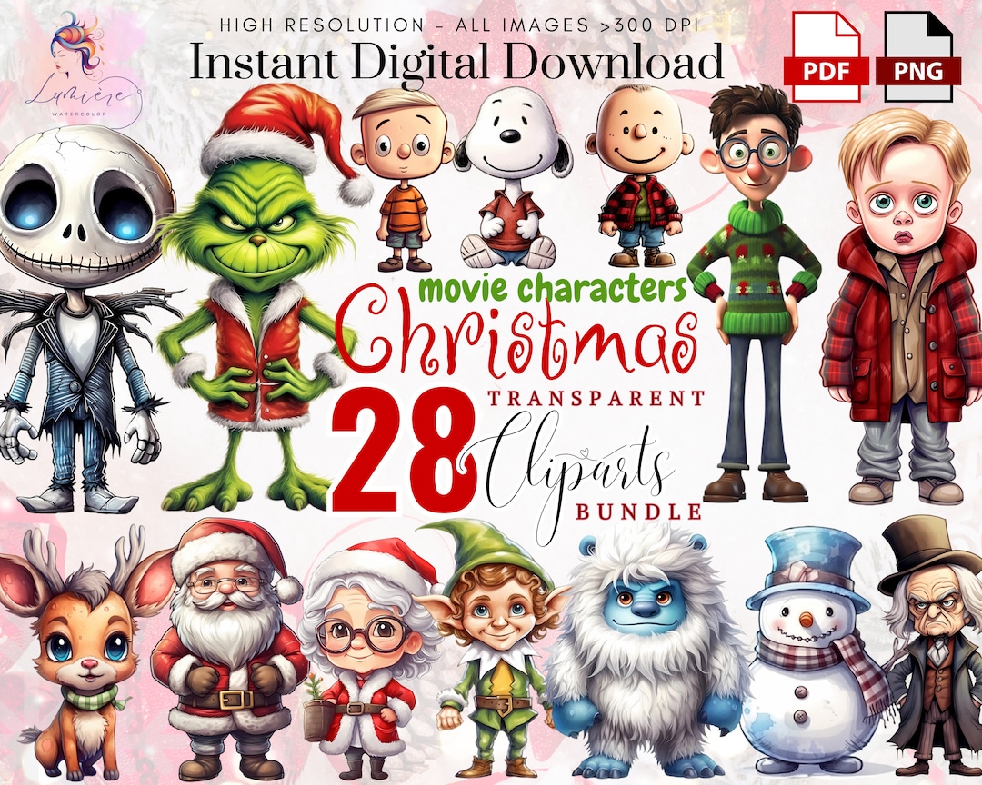 Christmas Movie Characters Clipart ~ 28 Chibi Iconic Christmas ...