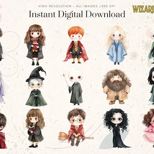 Wizard School Clipart ~ Cute Wizard Bundle ~ Witch PNG ~ Fantasy Magic ...