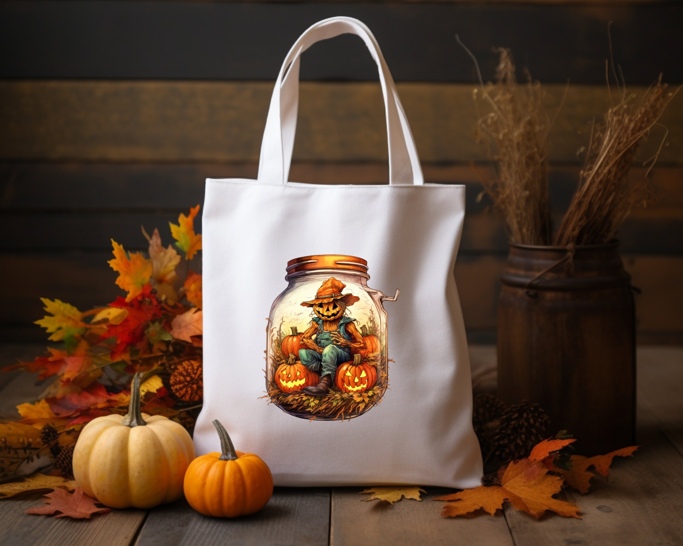 Fall Jar Clipart~ 48 Watercolor Jar PNG~ Autumn Landscape~ Scarecrow ...