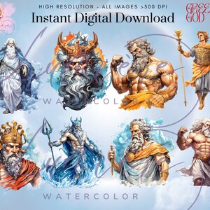Greek Gods Clipart~ 34 Watercolor Greek Gods and Goddesss PNG ~ Greek ...