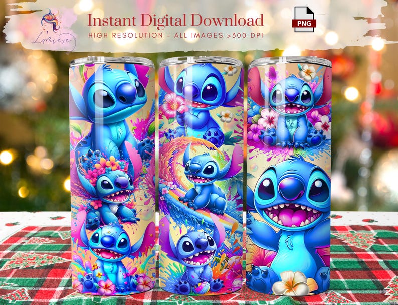 Cartoon Magical Sti-tch 20oz Tumbler Wrap ~ Skinny Tumbler Wrap ~ Kids ...