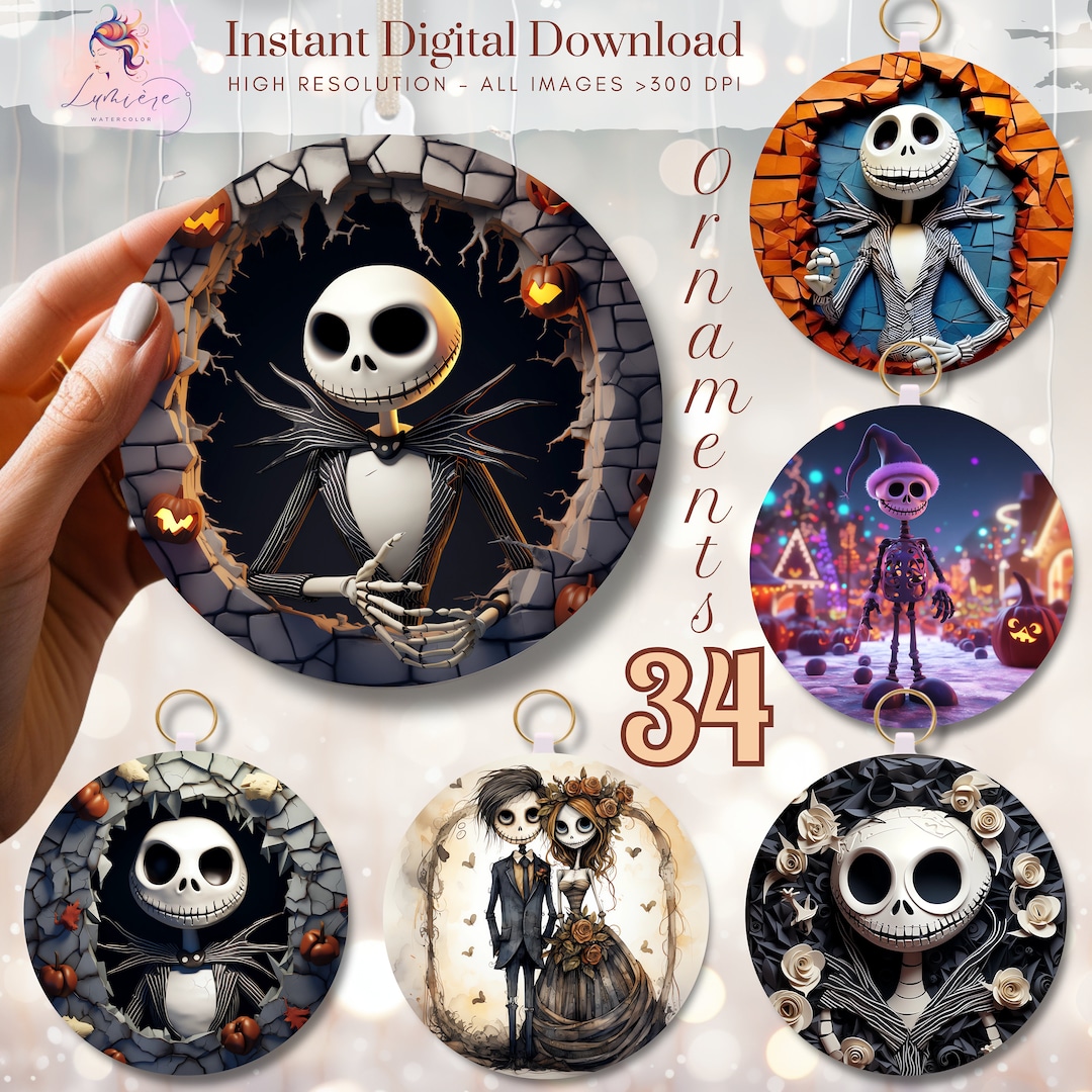 3D Cartoon Christmas Skeleton ~ Break Through Ornament PNG ~ Printable ...