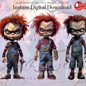 Quirky Halloween Monsters Clipart~ 29 Mixed Media Horror Movie ...