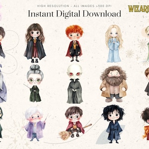 Wizard School Clipart ~ Cute Wizard Bundle ~ Witch PNG ~ Fantasy Magic ...