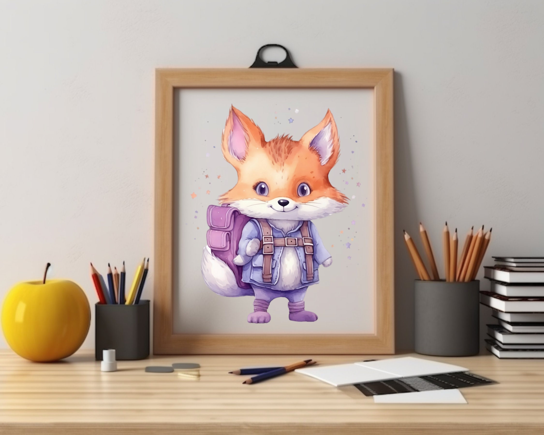Back to School Animal Clipart 38 Watercolor School Animal - Etsy
