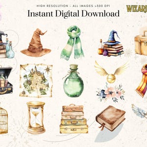 Wizard School Clipart ~ Cute Wizard Bundle ~ Witch PNG ~ Fantasy Magic ...