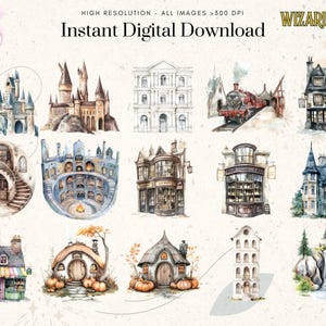 Wizard School Clipart ~ Cute Wizard Bundle ~ Witch PNG ~ Fantasy Magic ...