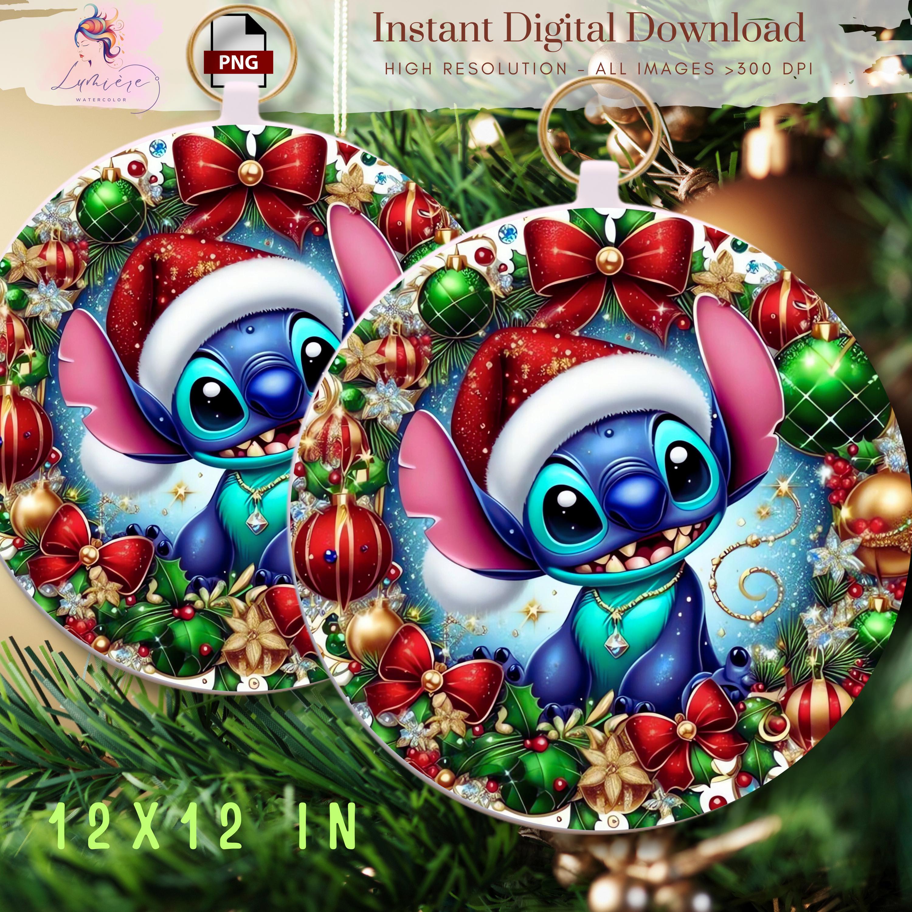 Christmas Cartoon Sti-tch Ornament PNG, Wind Spinner, Round Design ...