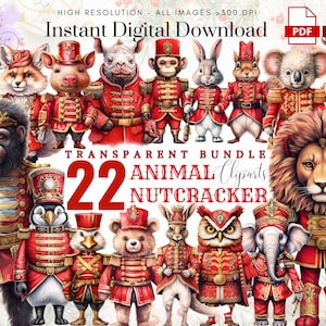 Animal Nutcracker Clipart~ 22 Watercolor Christmas Animals Png~ Marry ...