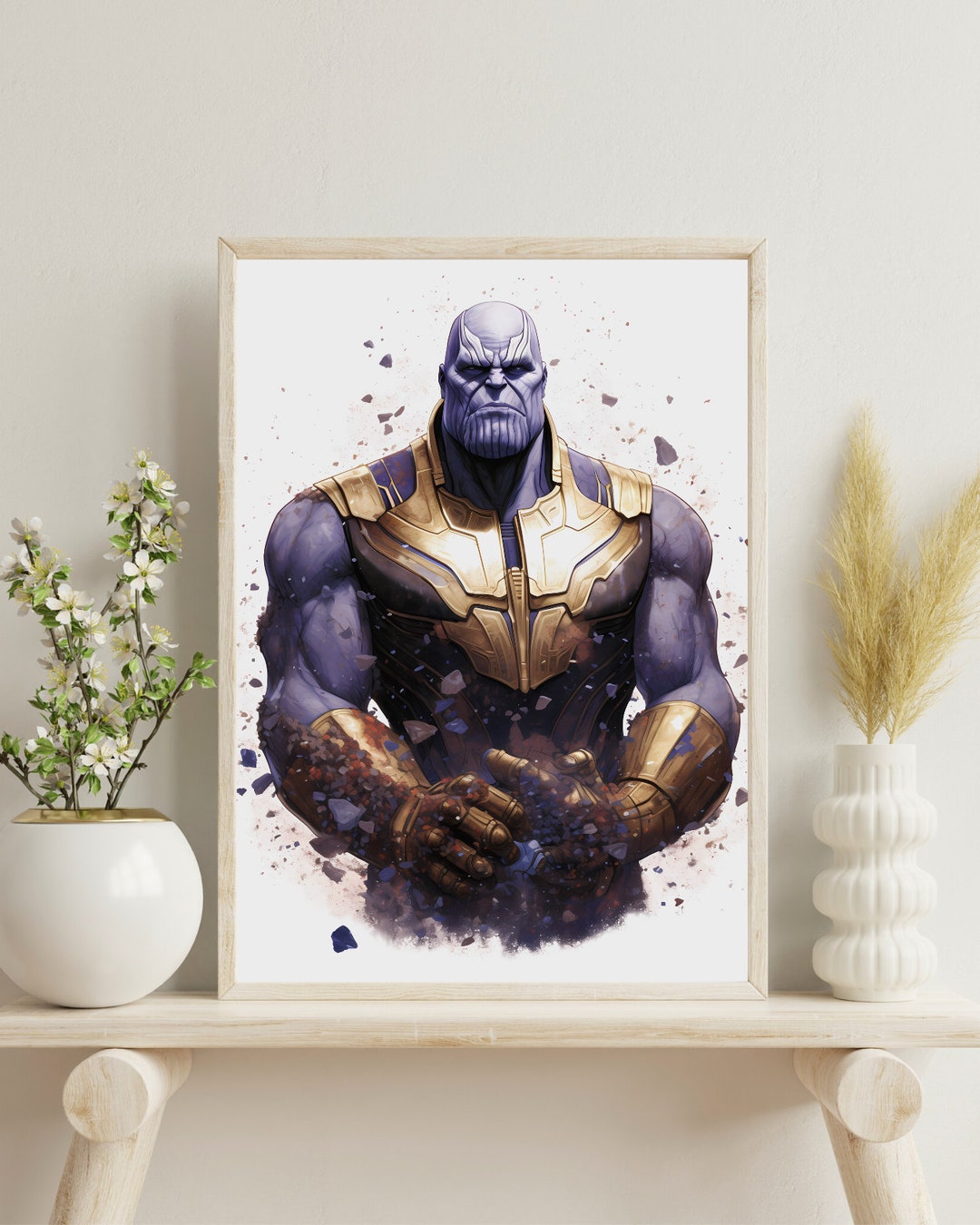 Thanos Digital Print Superhero Fan Art Watercolors Print Wall Decorhigh ...