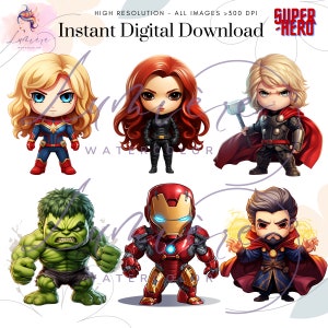 Superheroes Clipart Bundle~ 22 Cute Characters~ High Resolution ...