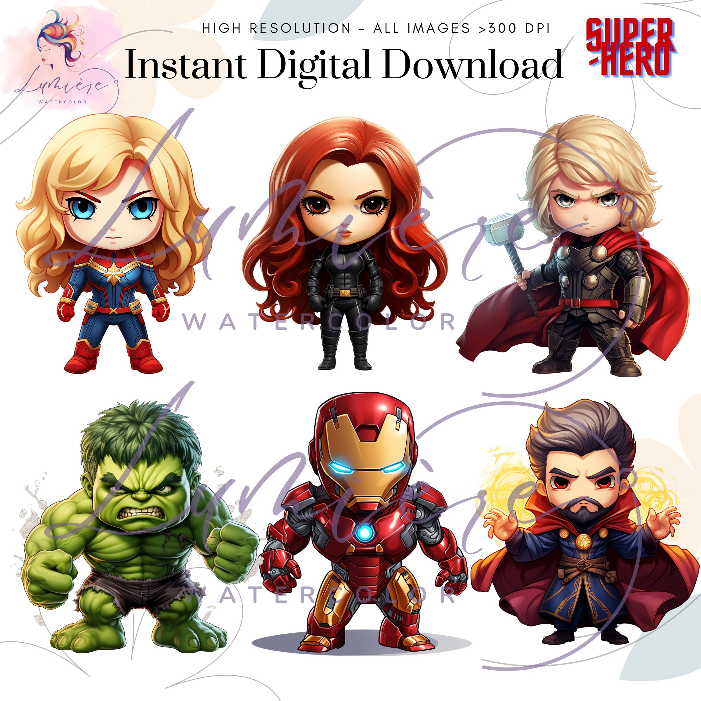 Superheroes Clipart Bundle~ 22 Cute Characters~ High Resolution ...