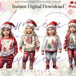 Little Girls Clipart~ 24 Watercolor Cute Christmas Little Girls ~ Marry ...