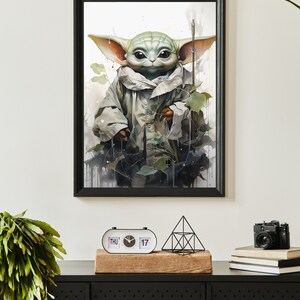 Grogu Digital Print Baby Yoda Painting Space Wars Universe Watercolors ...