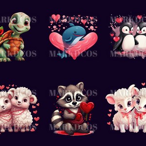 90 PNG Watercolor Valentine's Day Animals Clip Art, Romantic Valentines ...