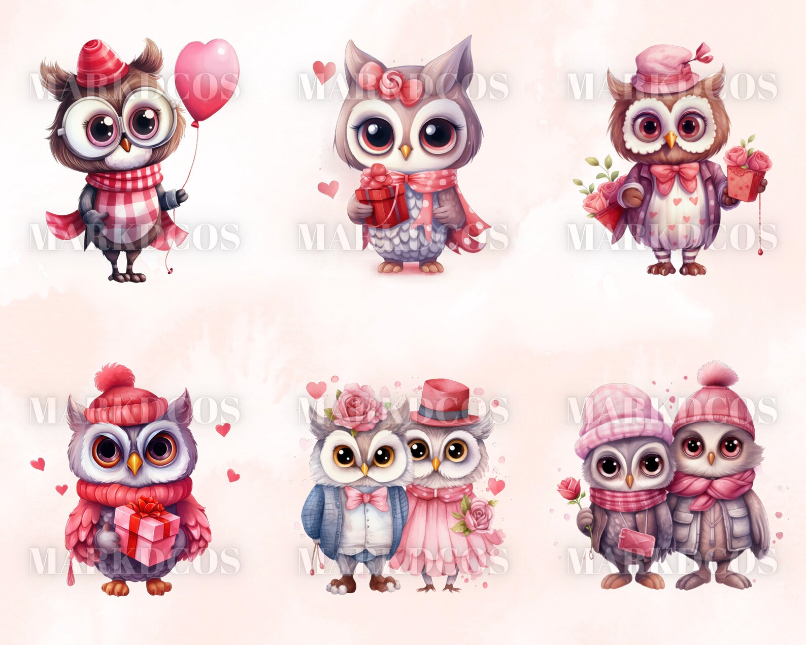 58 PNG Watercolor Valentine's Day Owl Clip Art, Love Owl Couple Clip ...