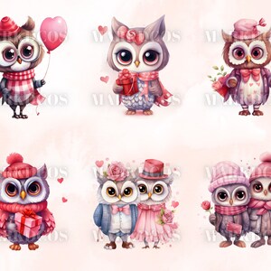 58 PNG Watercolor Valentine's Day Owl Clip Art, Love Owl Couple Clip ...