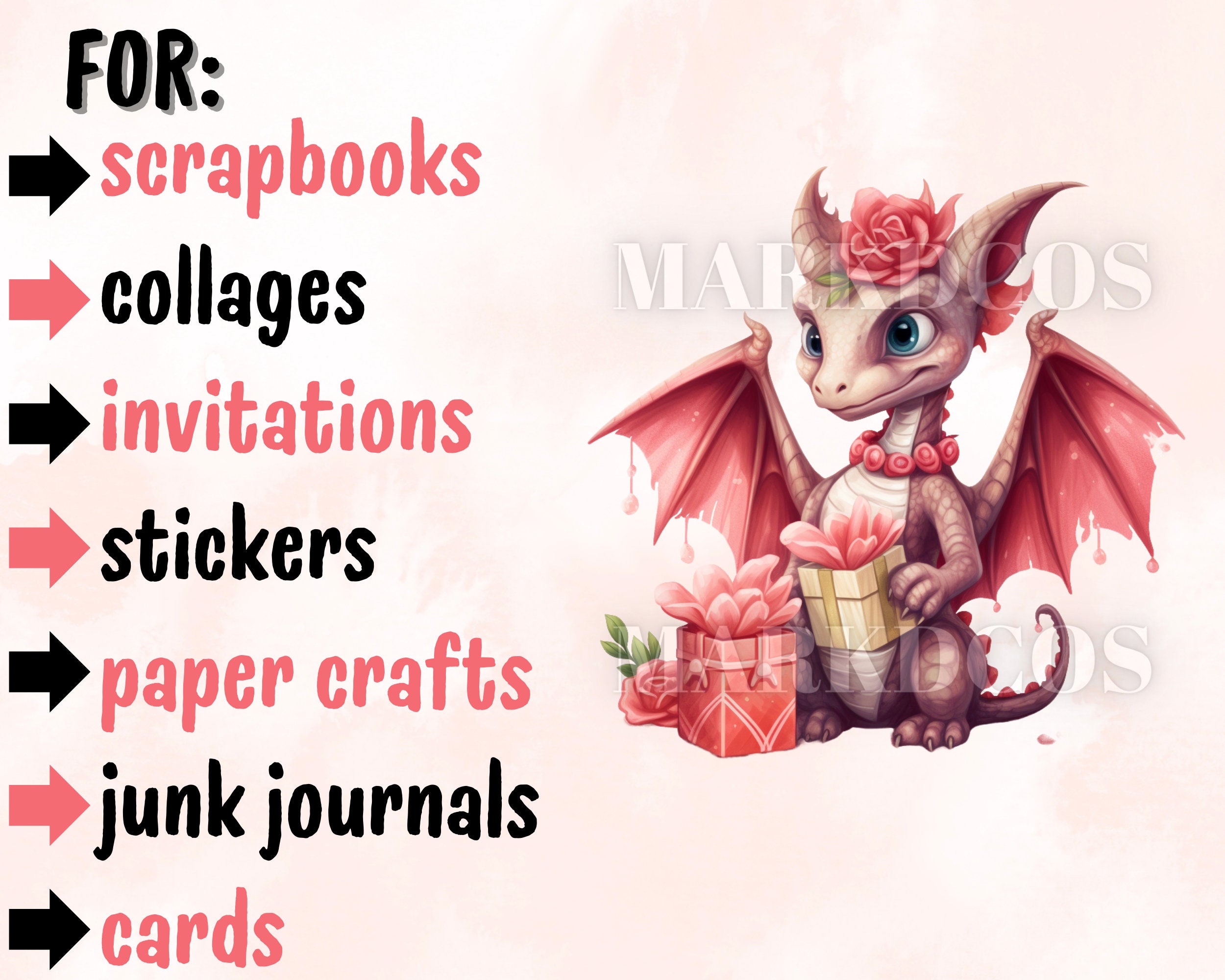 45 PNG Watercolor Valentine's Day Dragons Clip Art, Love Couple Dragon ...