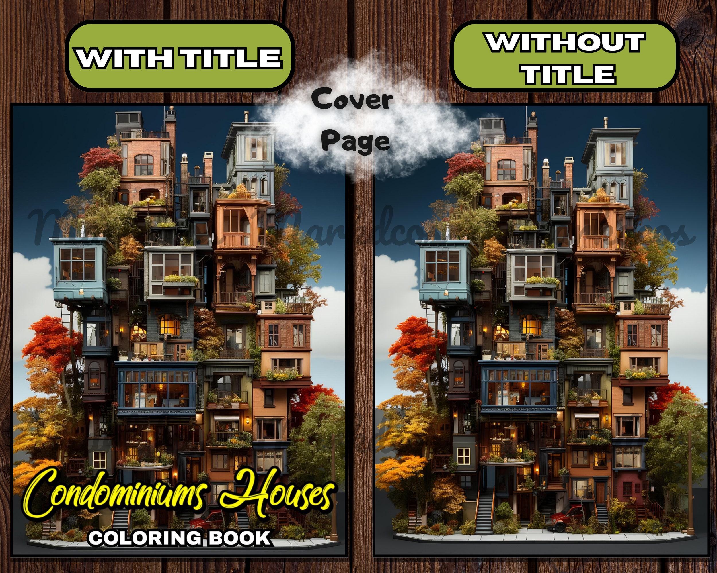 30 Condominiums Coloring, Adults & Kids Coloring Pages, Grayscale ...