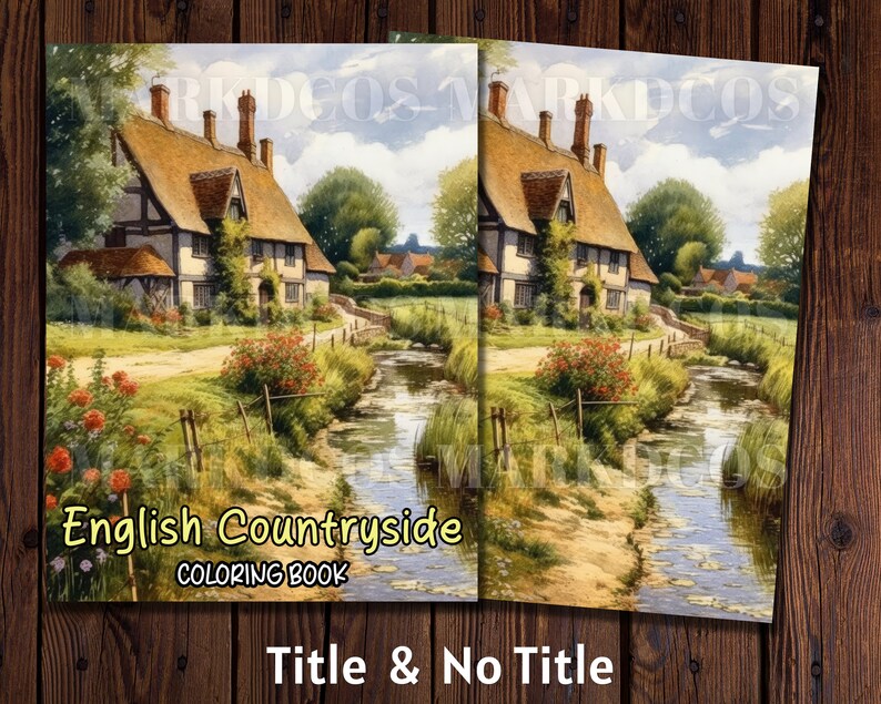 41 English Countryside Coloring Book, Grayscale Coloring Book for ...