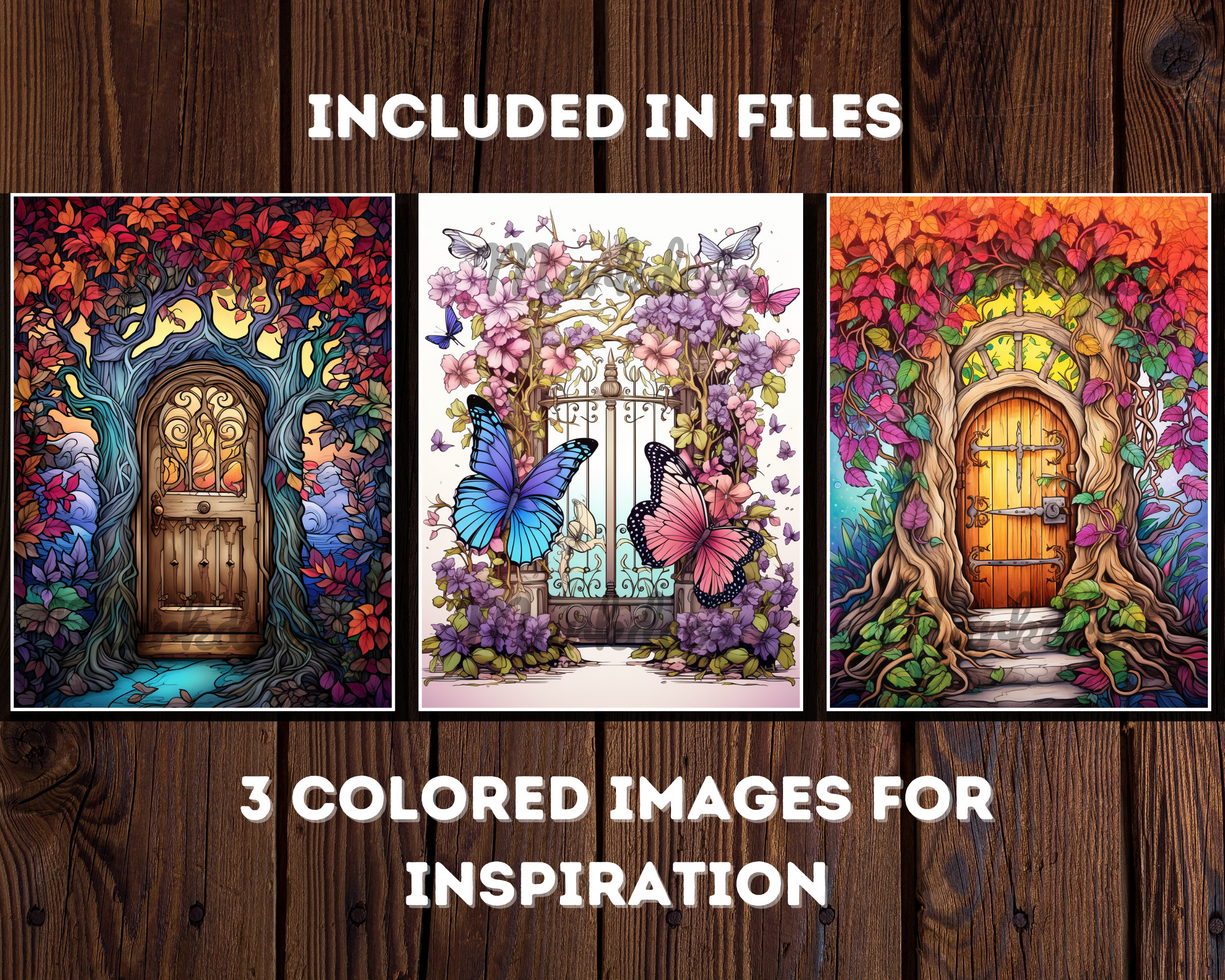 35 Enchanted Doors Coloring Book, Adults + Kids Coloring Pages, Digital ...