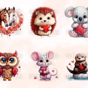 90 PNG Watercolor Valentine's Day Animals Clip Art, Romantic Valentines ...