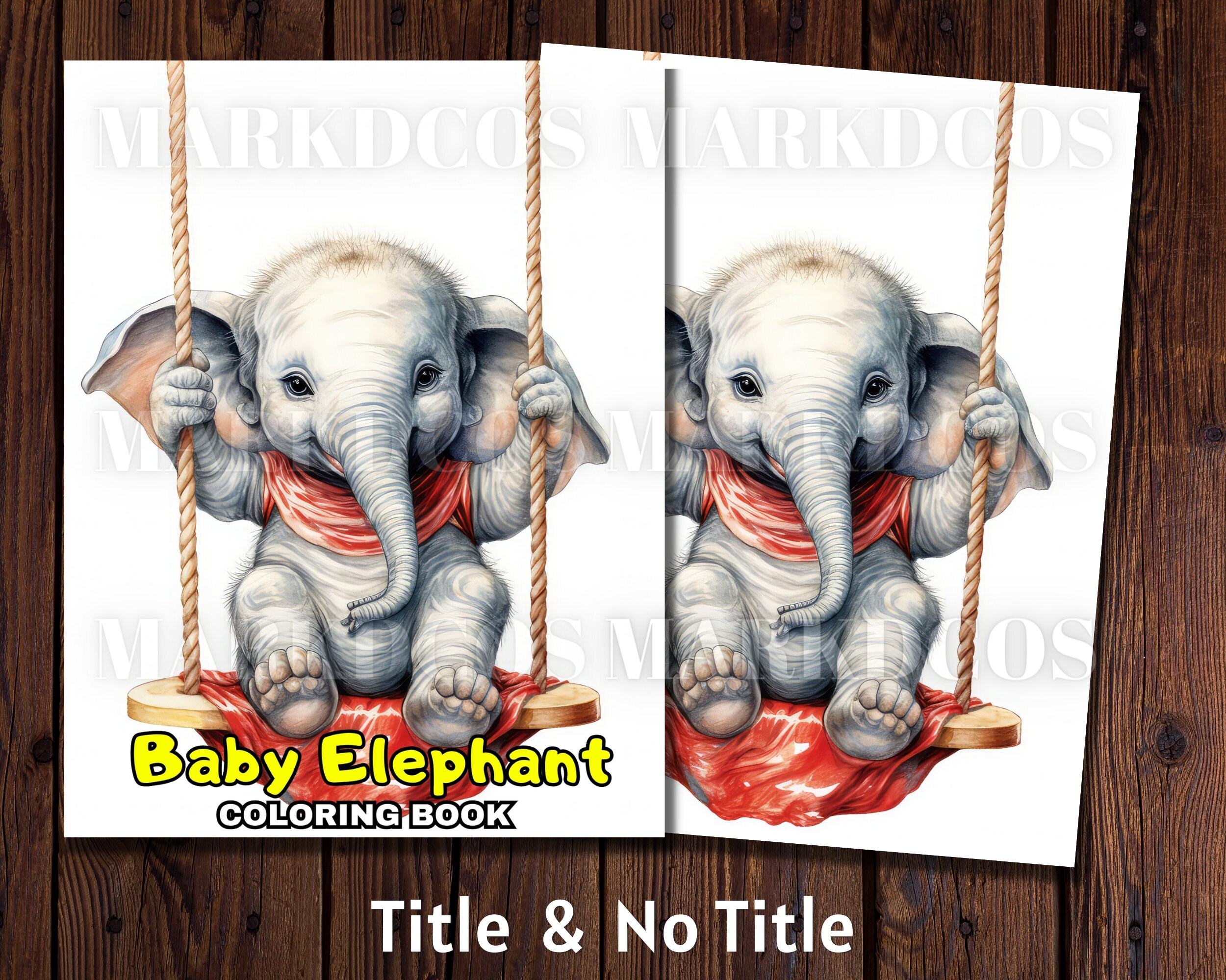 25 Baby Elephant Coloring Book, Grayscale Coloring Book for Adults and ...