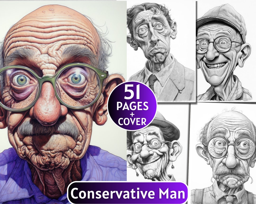 51 Conservative Man Coloring Book | Grayscale Coloring Book for Adults ...