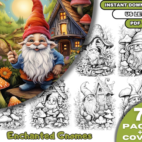 Printable Gnomes Coloring Pages - Etsy