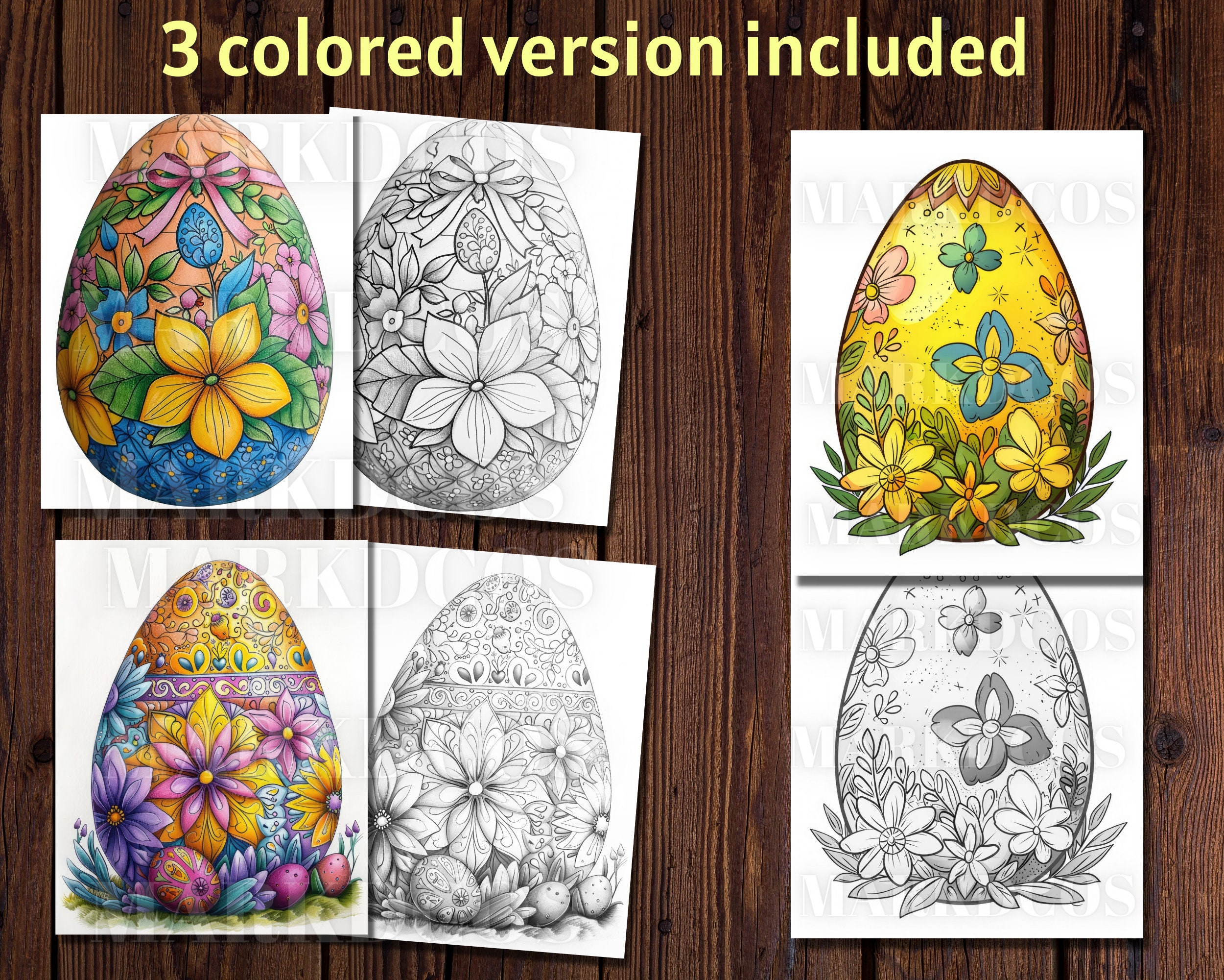 63 Easter Egg Coloring Book, Grayscale Coloring Book for Adults and ...