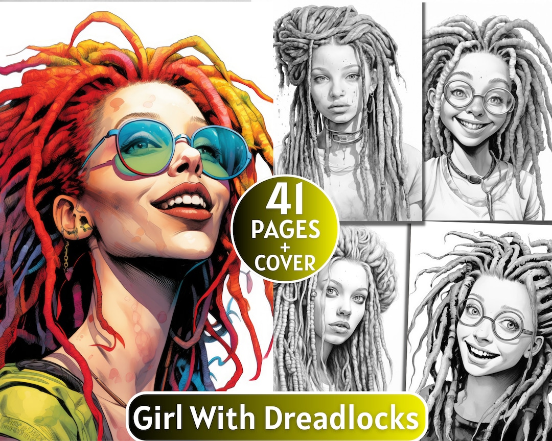 41 Girl With Dreadlocks Coloring Book | Grayscale Coloring Book for ...
