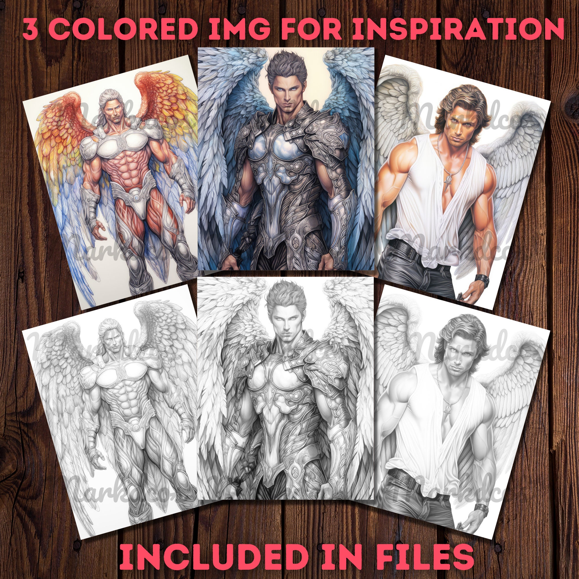 35 Muscular Angel Coloring Book, Grayscale Coloring Book for Adults and ...