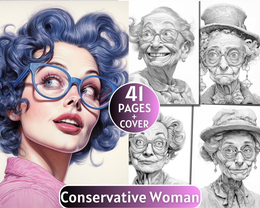 41 Conservative Woman Coloring Book | Grayscale Coloring Book for ...