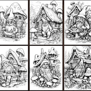 70 Enchanted Gnomes Coloring Book, Adults + Kids Coloring Pages ...