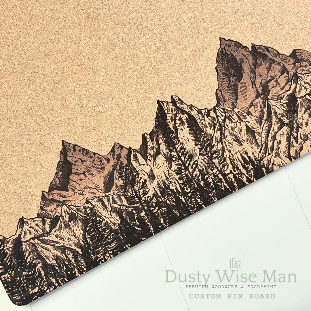 Mountain Landscape Engraved Enamel Pin Board, Cork Pin Board 11 X 17 ...