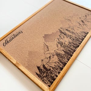 Mountain Landscape Engraved Enamel Pin Board Framed, Cork Pin Board 11 ...
