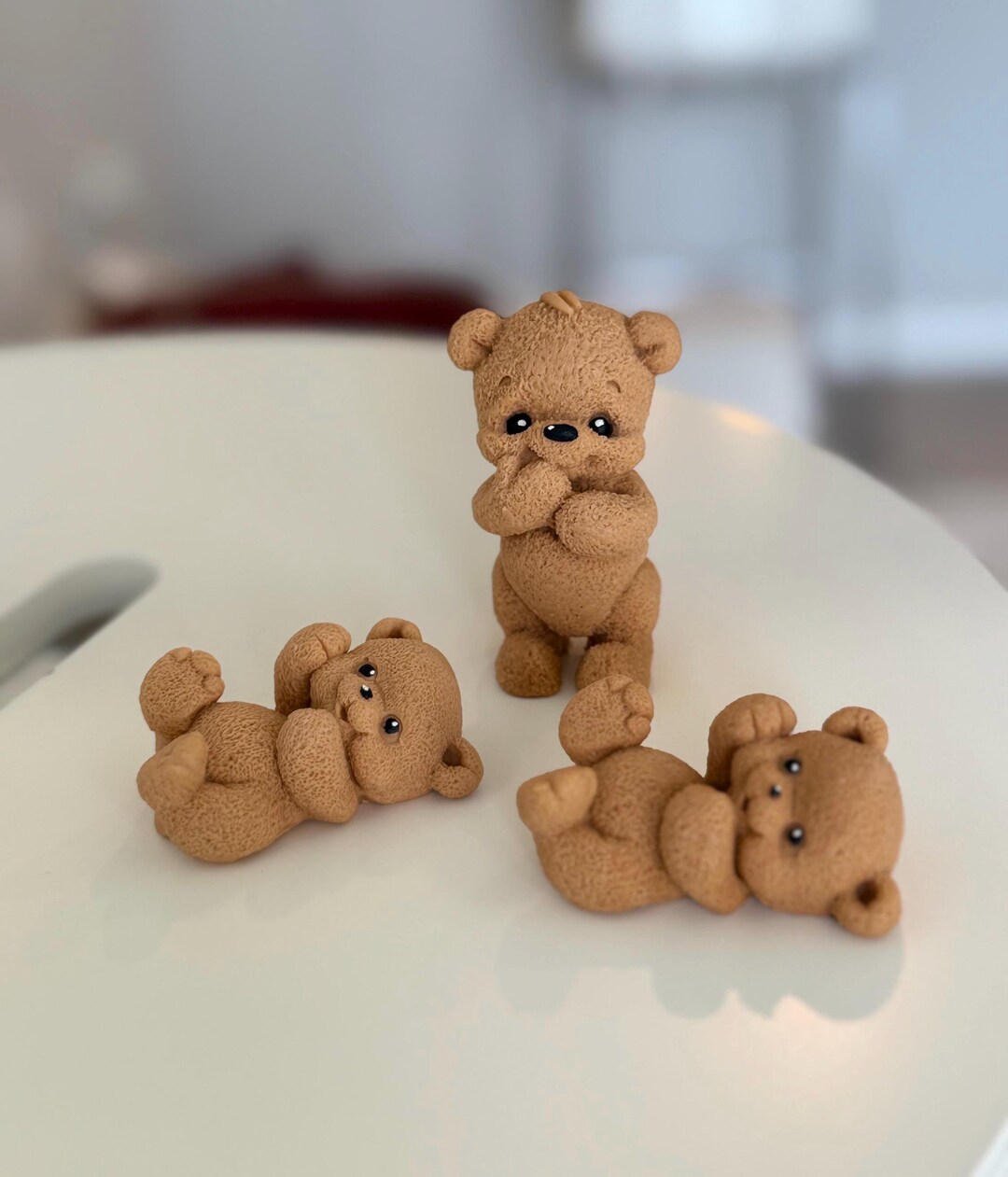 Fondant Teddy Bear Cake Topper, Standing Teddy Bear, Cute Standing Bear ...