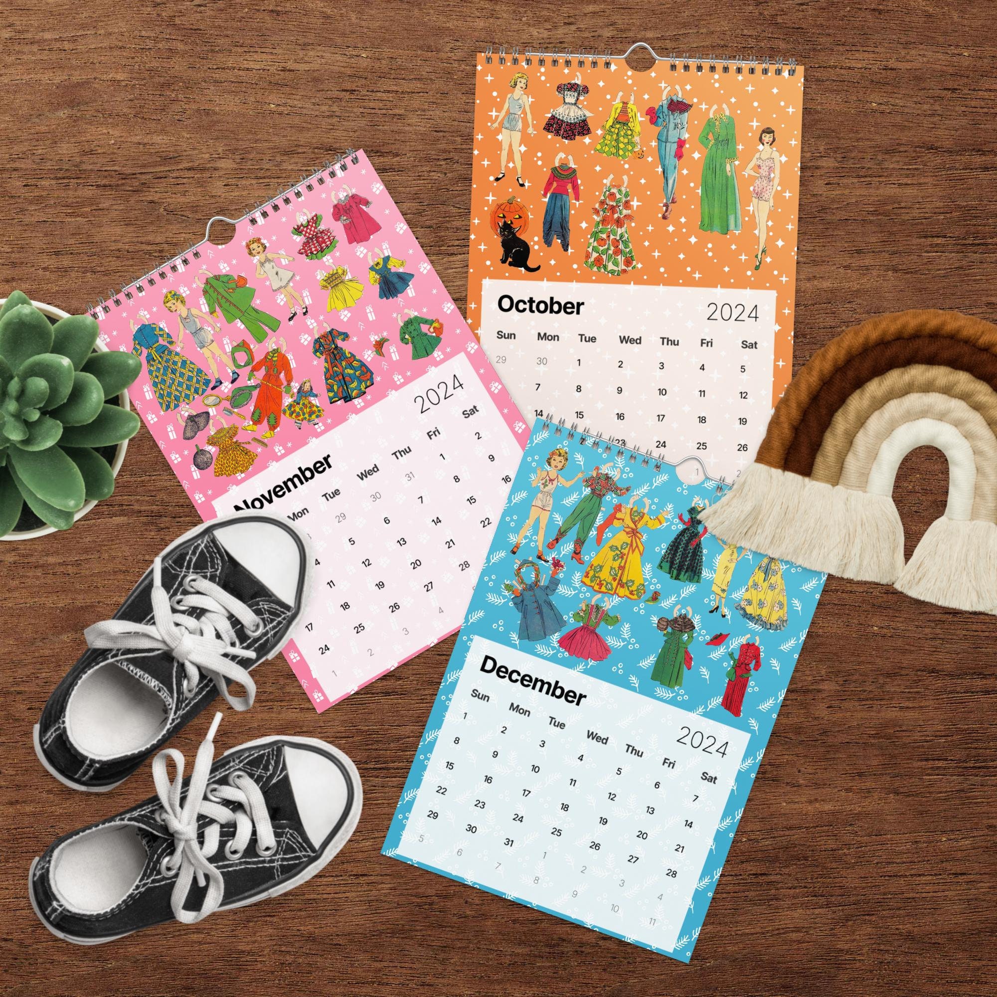 Wall Calendar 2024 Paper Dolls With Cut Out Dresses Lucy Eleanor Leary ...