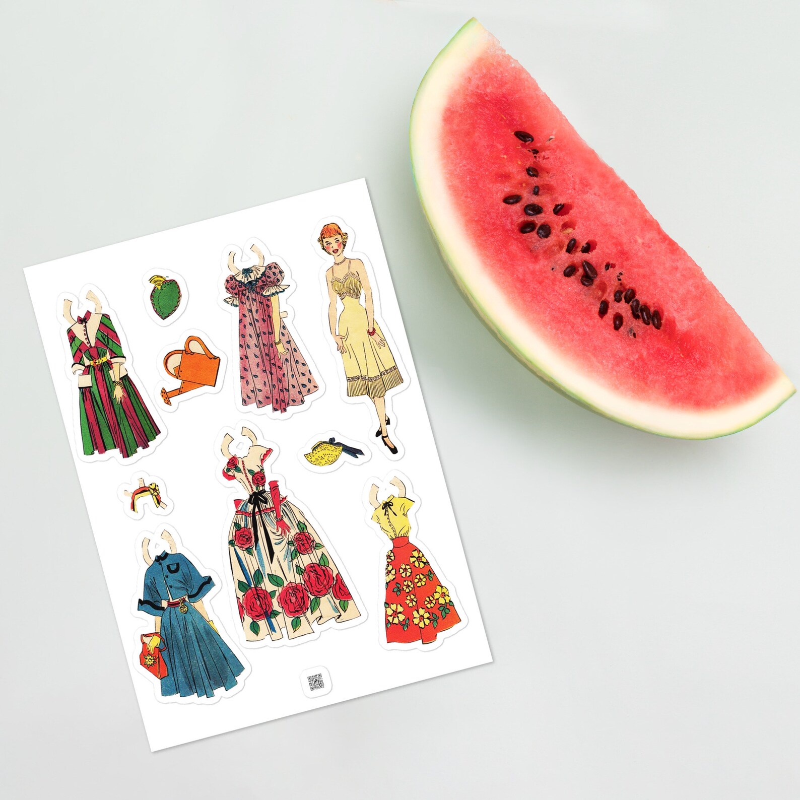 Sticker Sheet With Vintage Cut Out Paper Doll - Etsy