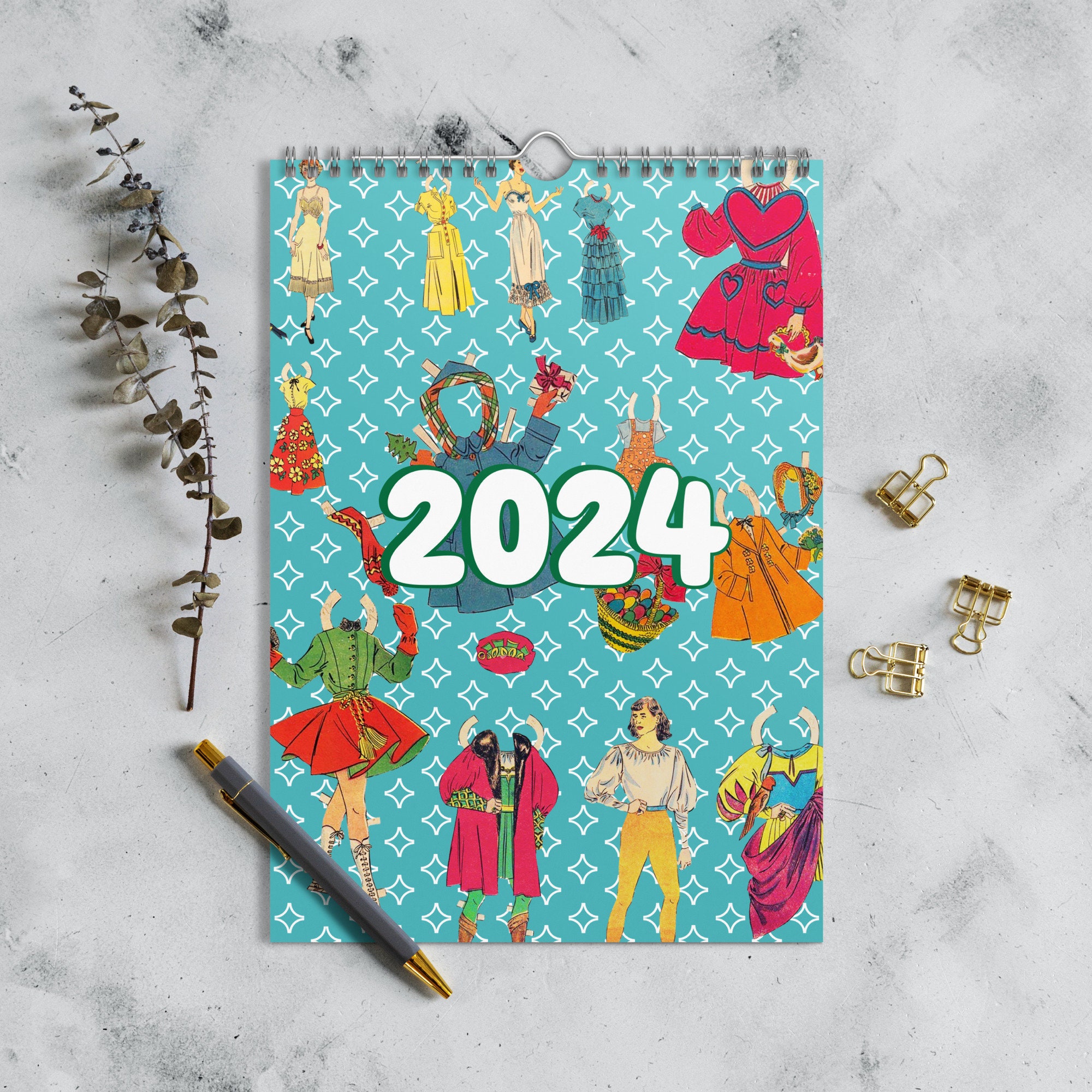 Wall Calendar 2024 Paper Dolls With Cut Out Dresses Lucy Eleanor Leary ...