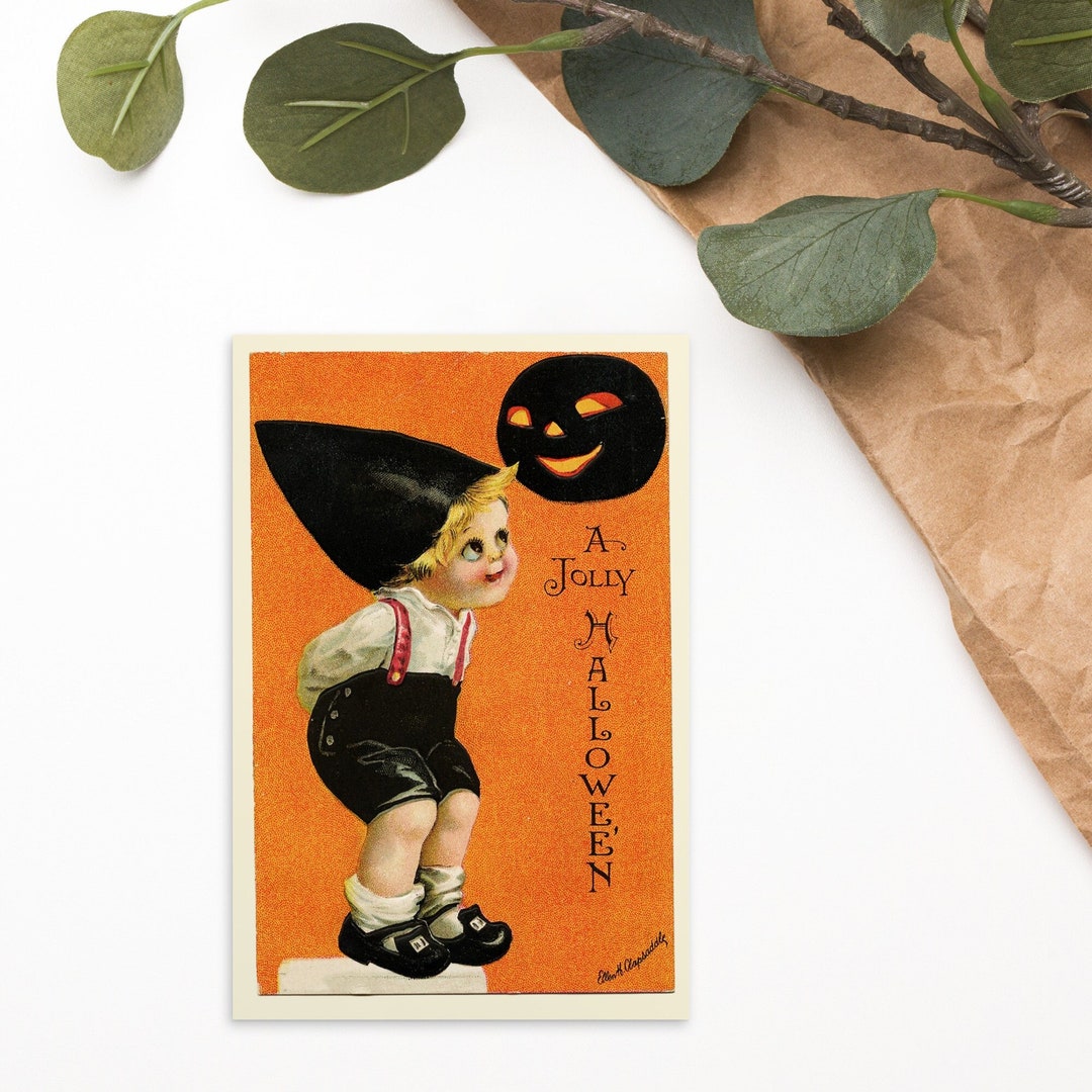 Vintage Cute Halloween Postcard, Greeting Card - Etsy