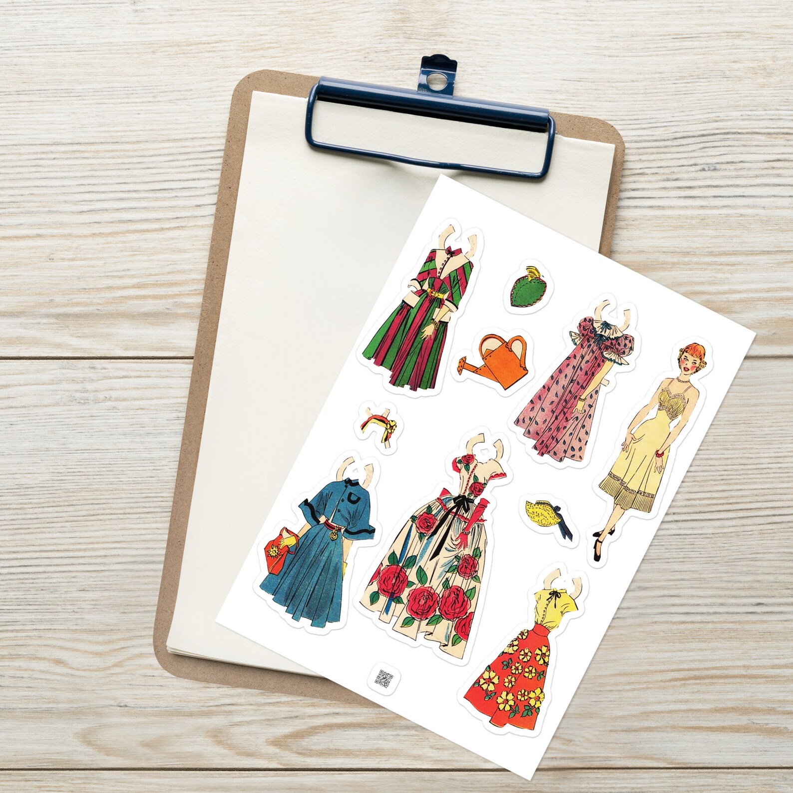 Sticker Sheet With Vintage Cut Out Paper Doll - Etsy