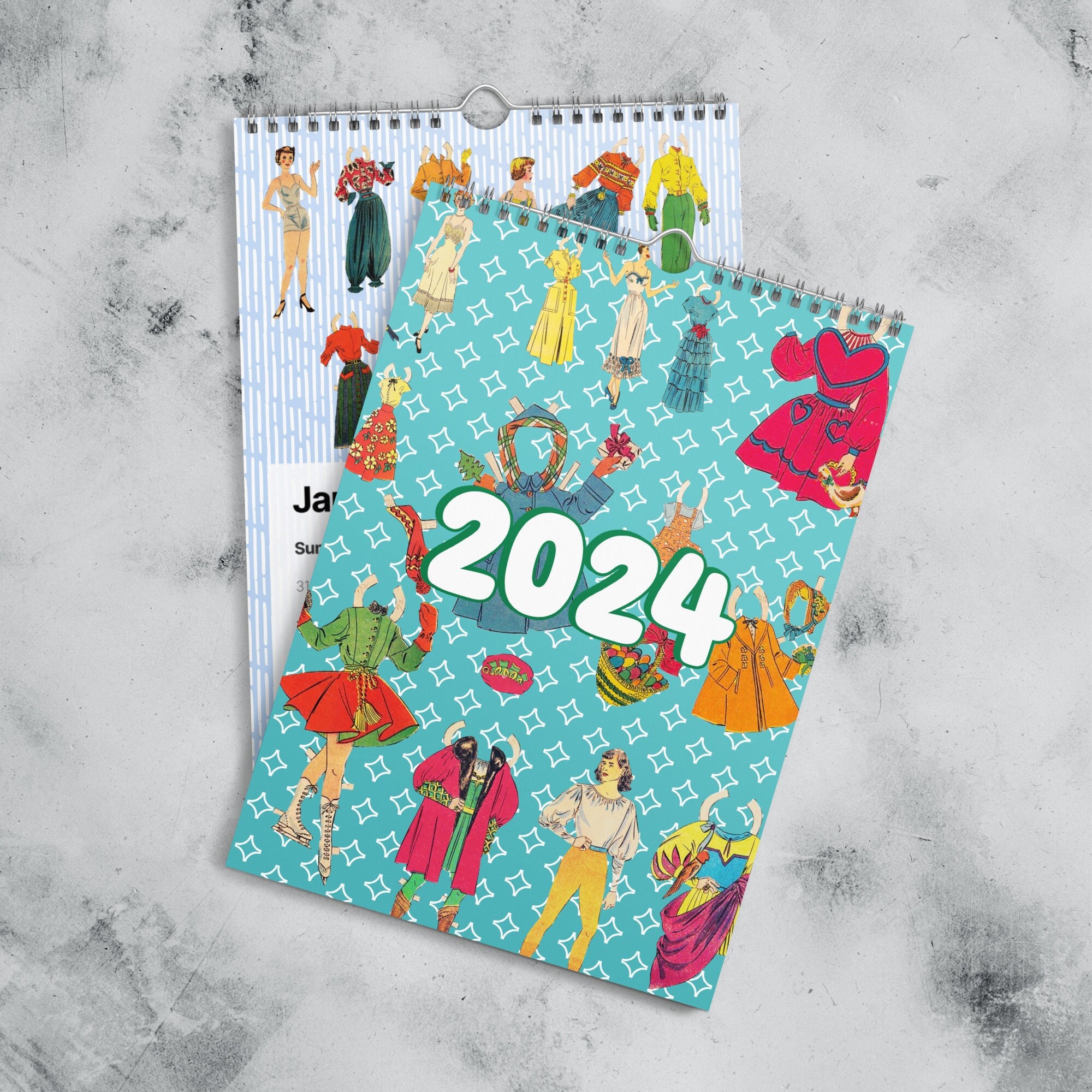 Wall Calendar 2024 Paper Dolls With Cut Out Dresses Lucy Eleanor Leary ...